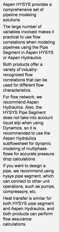 Pipeline Modeling Options in HYSYS